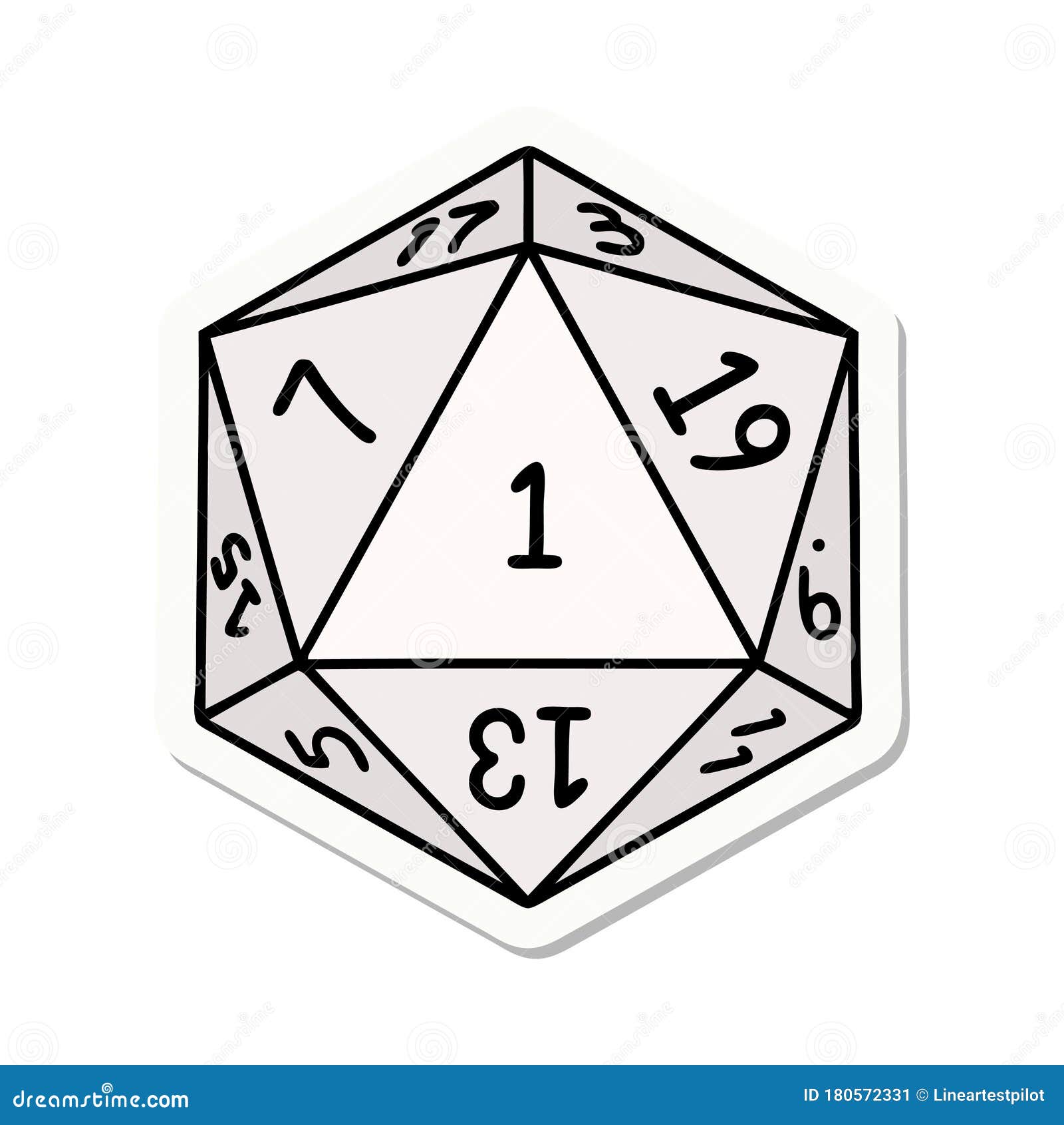 Natural 1 D20 Dice Roll Sticker Stock Vector - Illustration of dice ...