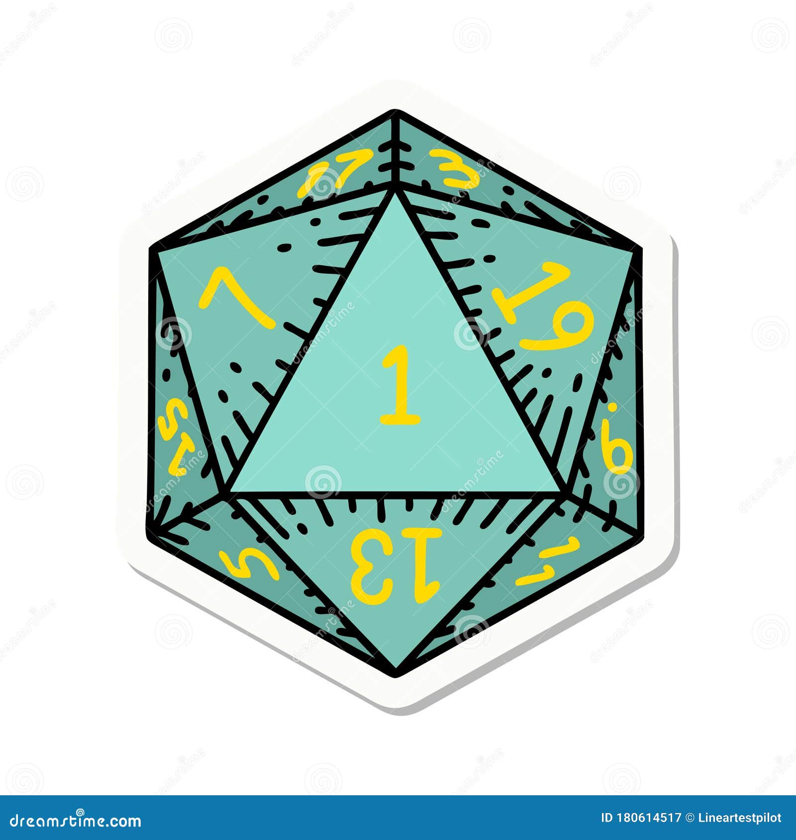 Natural 1 D20 Dice Roll Sticker Stock Vector - Illustration of drawing ...