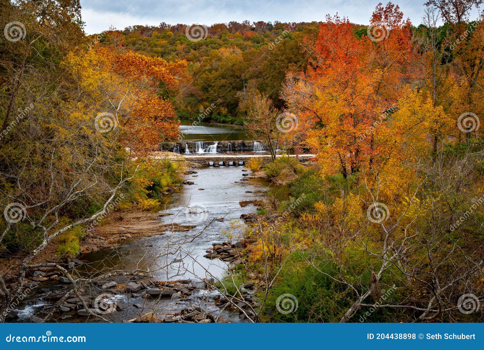 Natural Dam Arkansas Overlook and Fall Foliage Stock Photo - Image of ...
