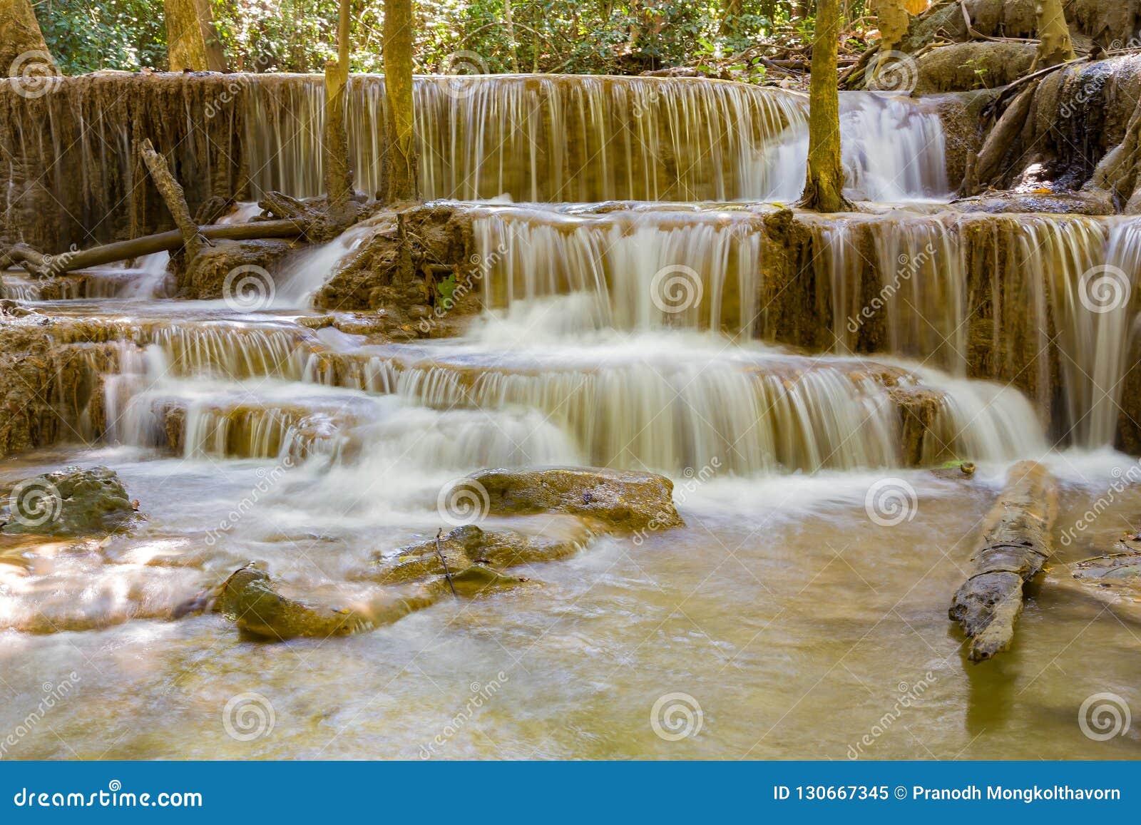 Natural Deep Forest Waterfall Stock Image - Image of natural, nature ...