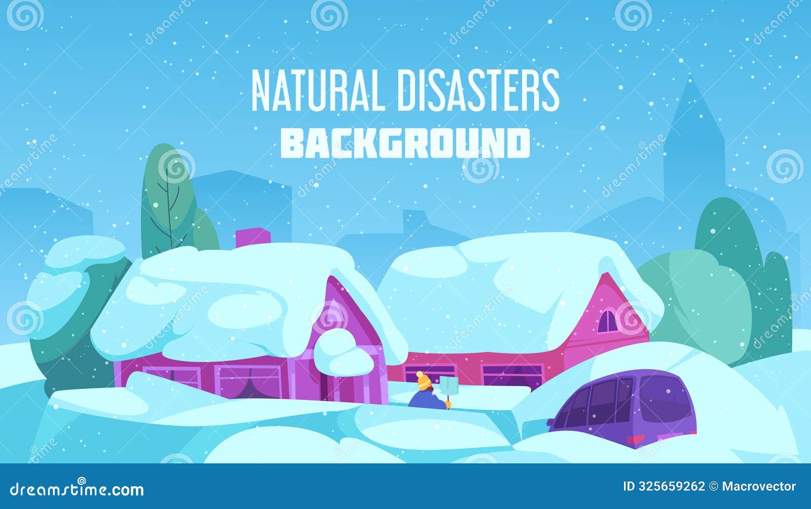 Natural Disaster Background in Flat Design Stock Illustration ...