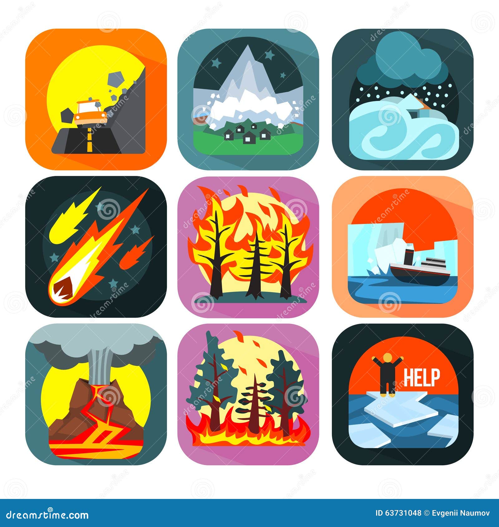 Natural Disaster Catastrophe and Crisis Flat Set Stock Vector ...