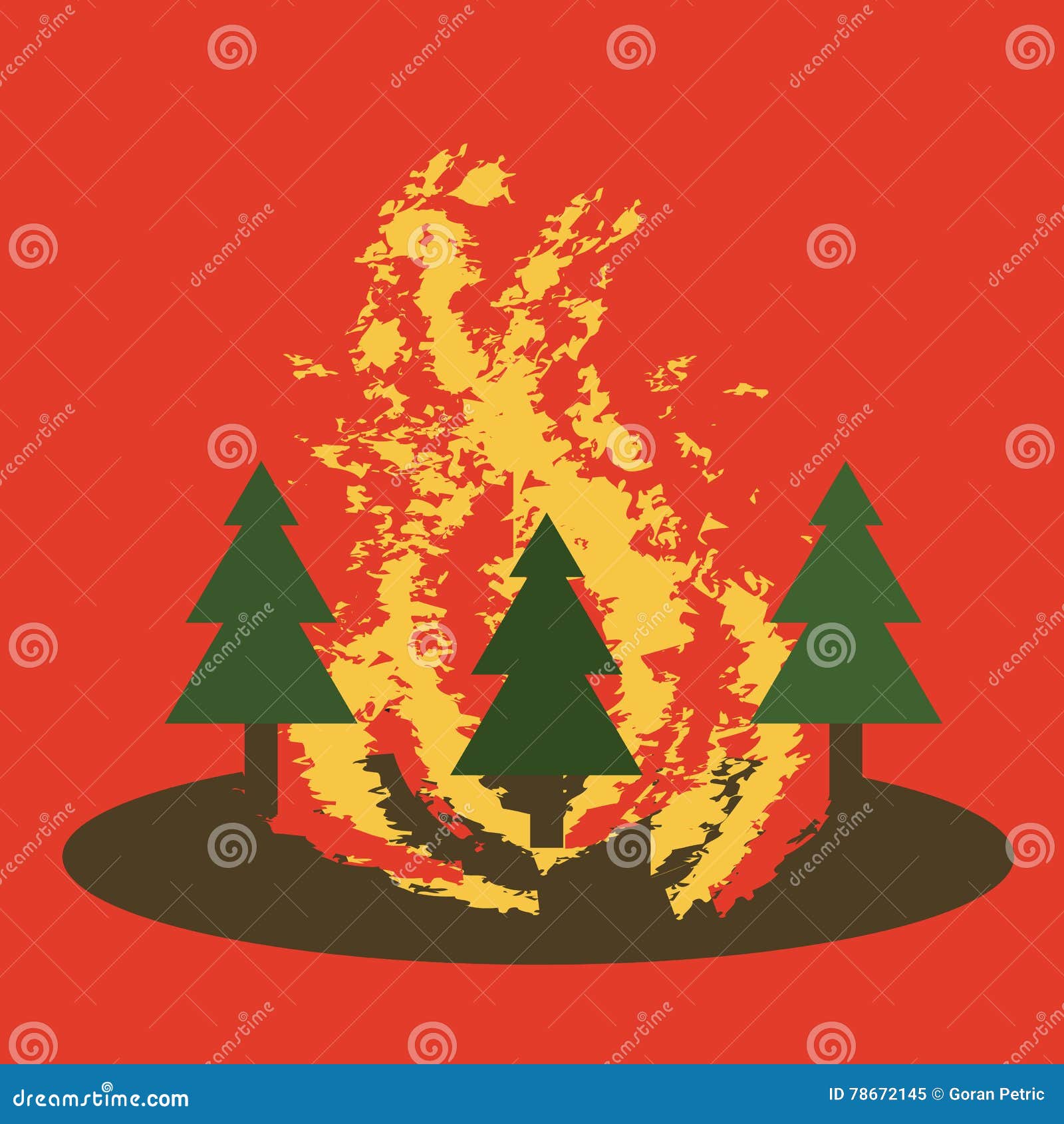 Natural Disaster Catastrophe.Fire in the Forest Vector Stock Vector ...