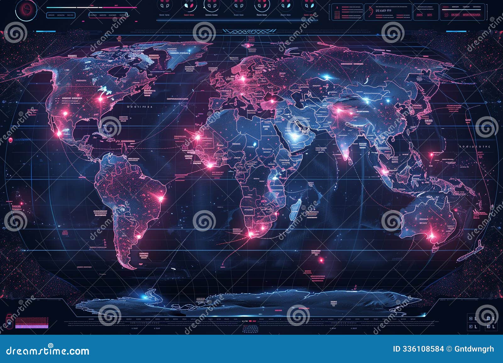 Natural Disaster Data Concept on World Map, Radar, Seismic Hazard Style ...