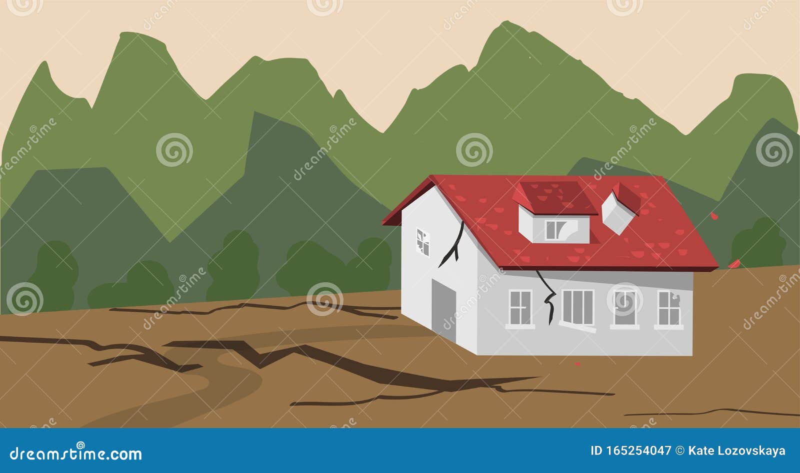 Natural Disaster. Earthquake Damage Soil Cracks .vector Illustration ...