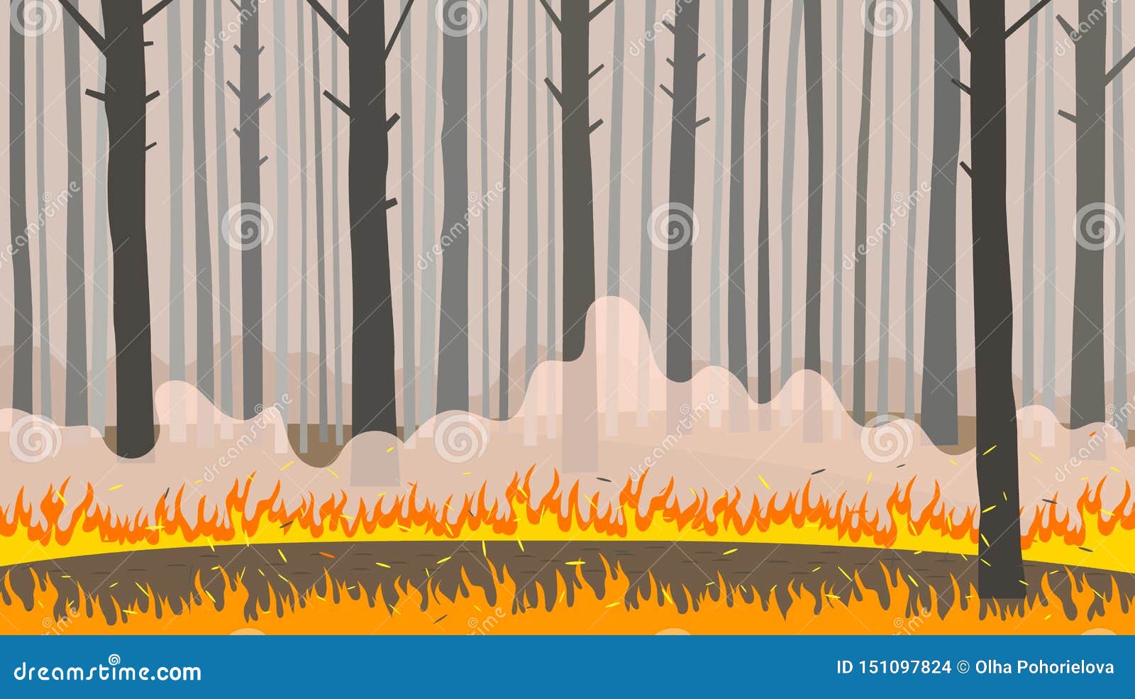 Natural Disaster Forest Fire. Concept Take Care of Nature. Flat Vector ...