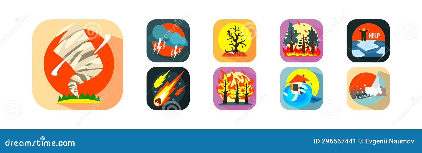 Natural Disaster and Hazard or Catastrophe Scene Vector Set Stock ...