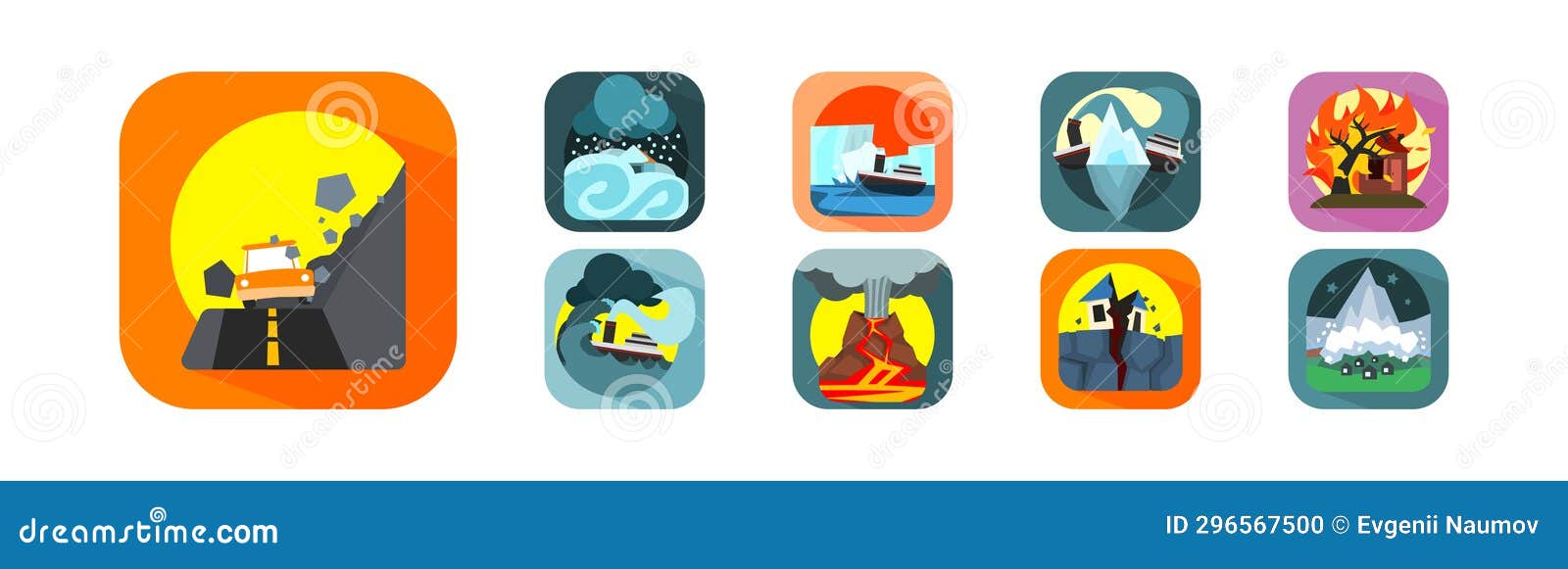 Natural Disaster and Hazard or Catastrophe Scene Vector Set Stock ...