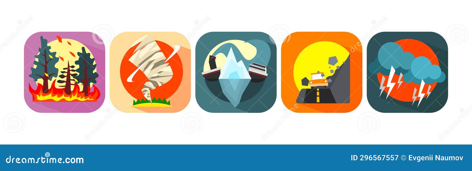 Natural Disaster and Hazard or Catastrophe Scene Vector Set Stock ...