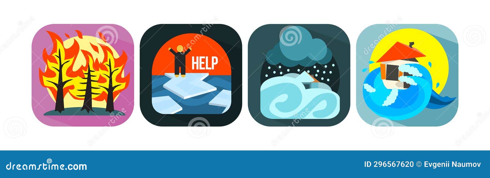 Natural Disaster and Hazard or Catastrophe Scene Vector Set Stock ...