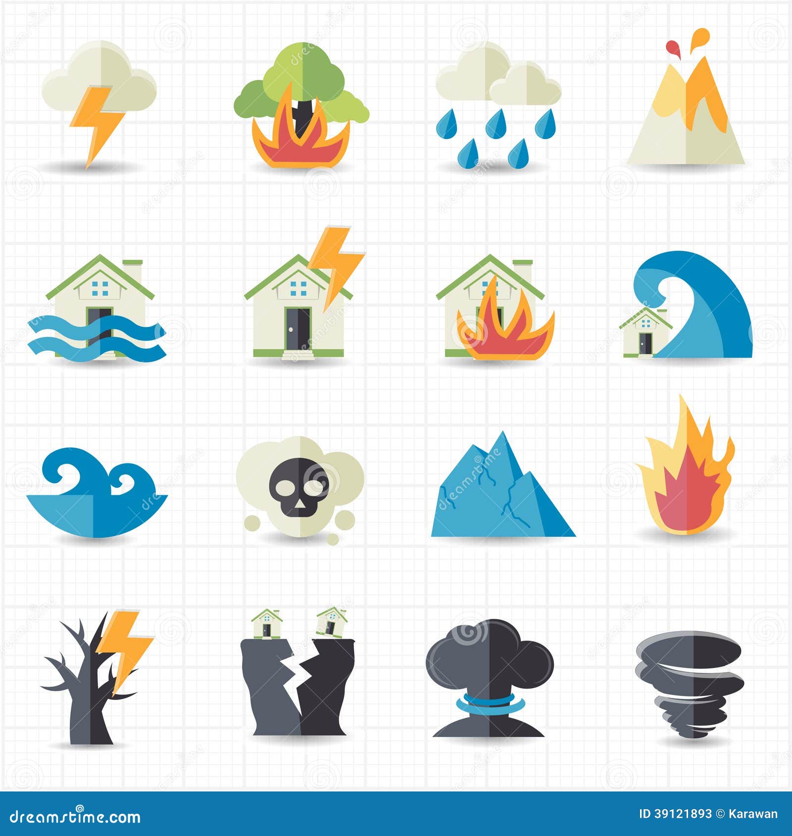 Natural disaster icons stock vector. Illustration of damaged - 39121893