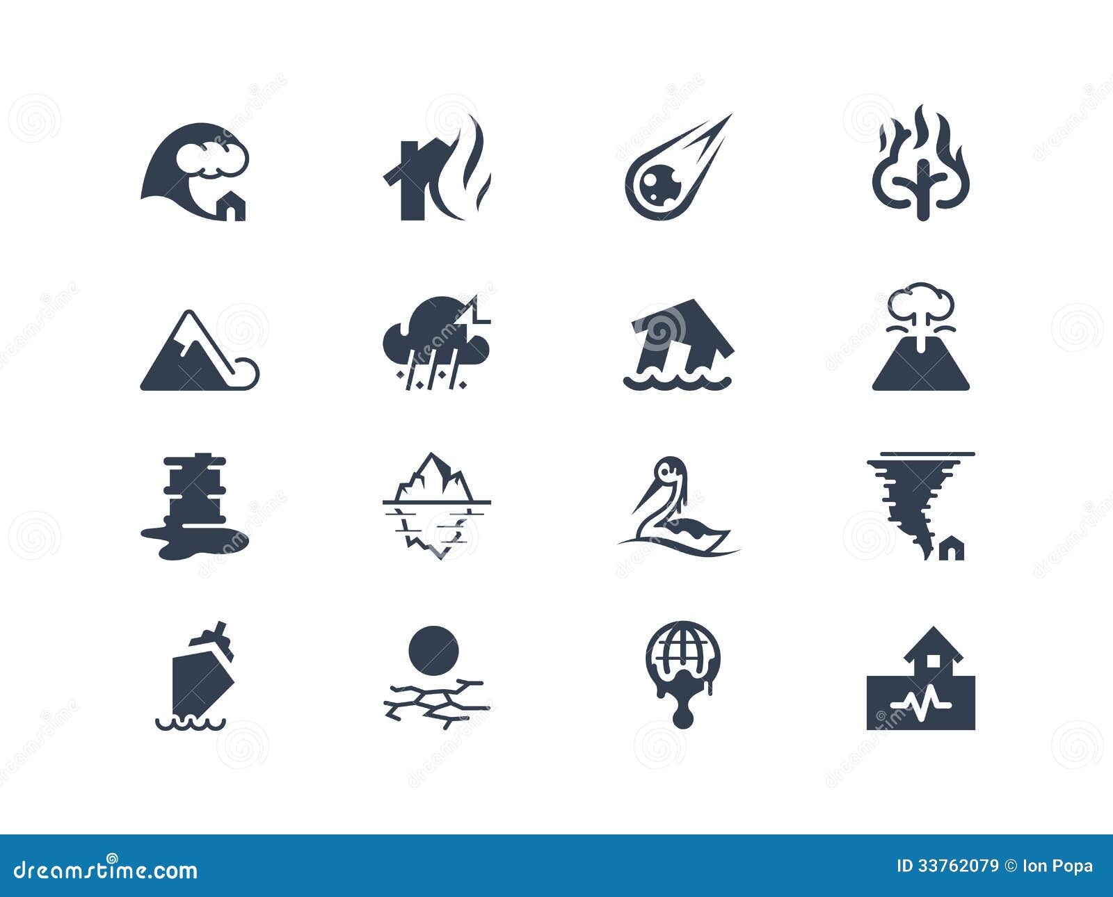 Natural disaster icons stock vector. Illustration of disaster - 33762079
