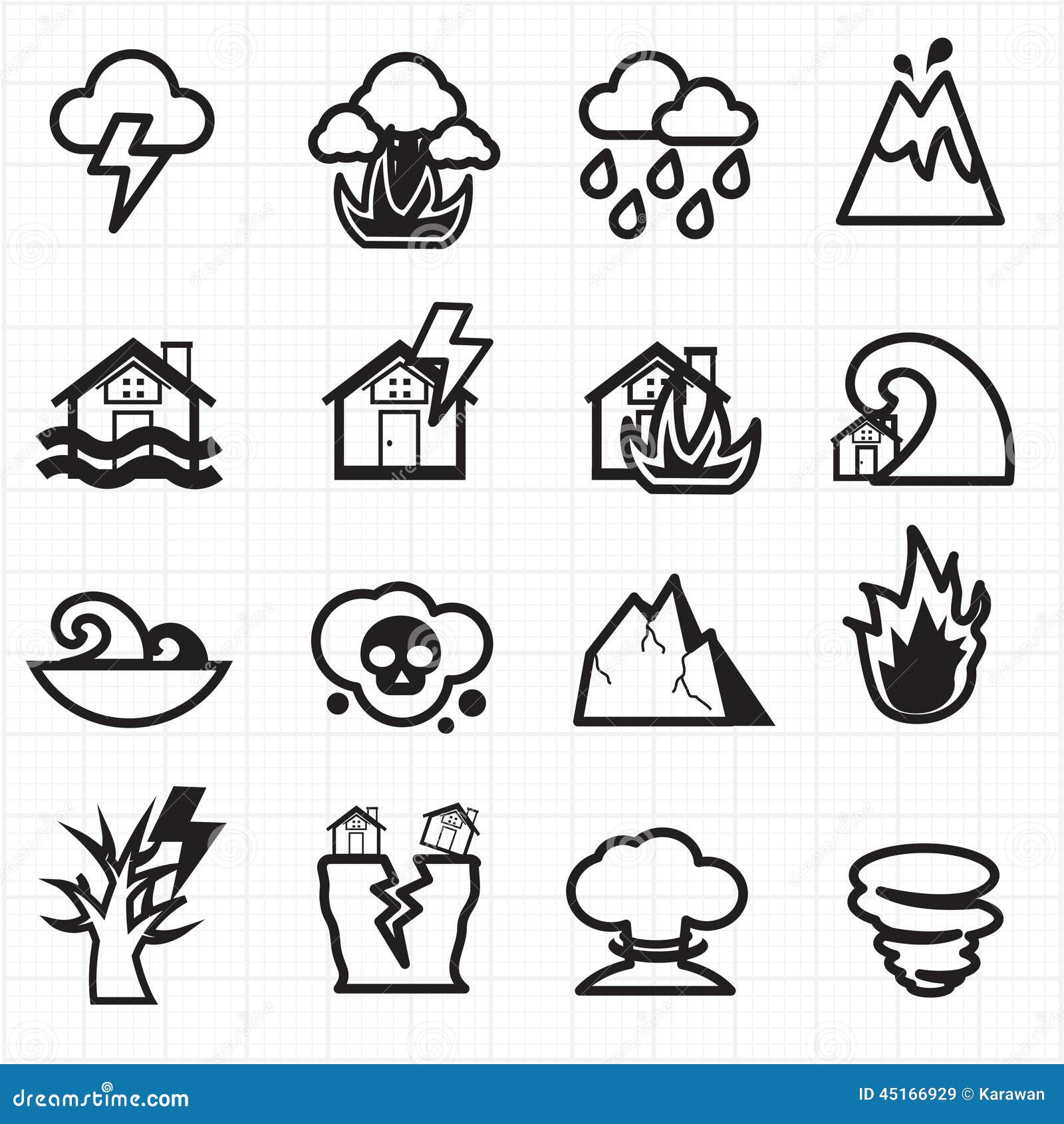 Natural Disaster Icons Vector Stock Vector - Illustration of landslide ...