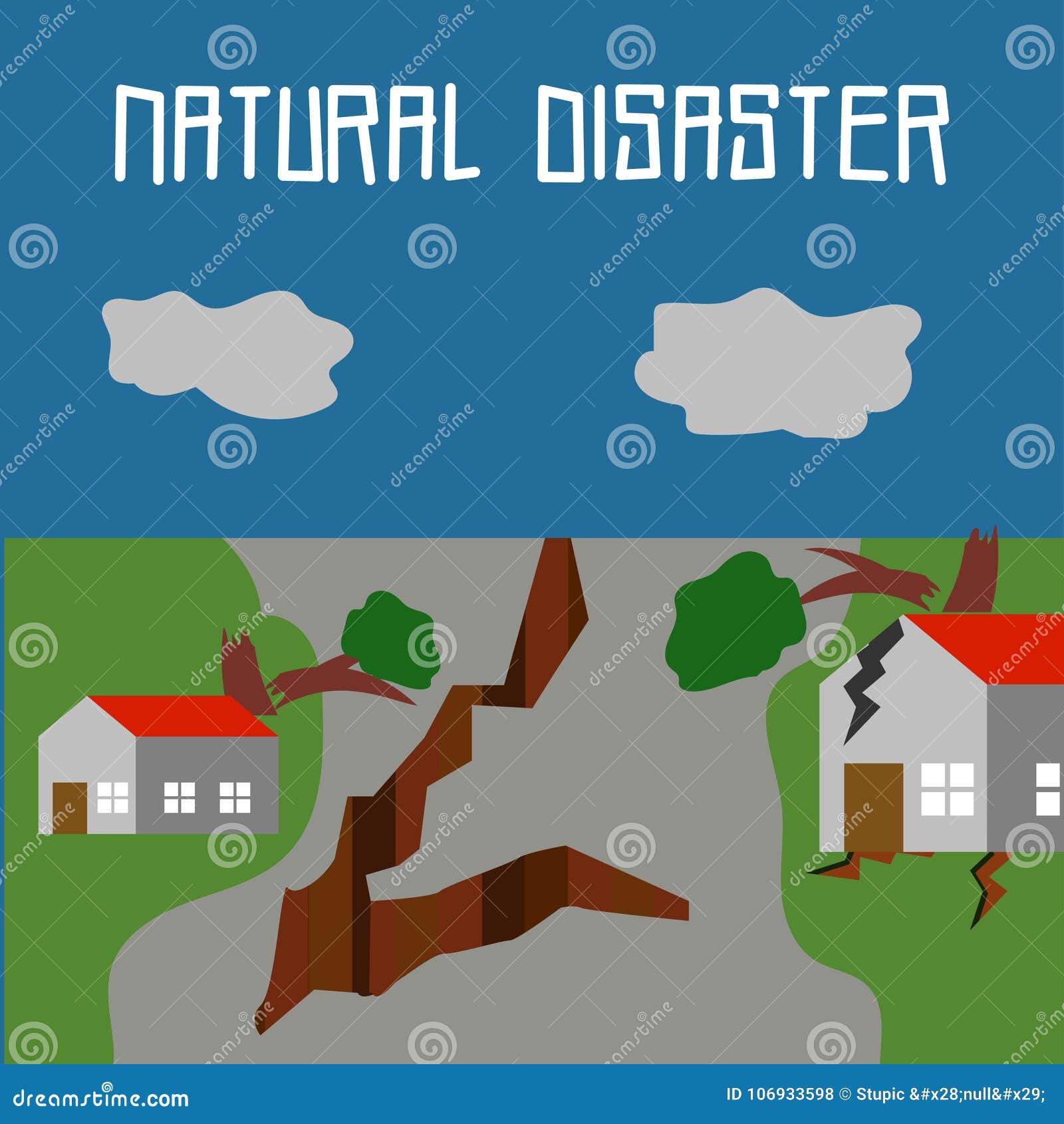 Natural Disaster Illustration Vector Art Logo Template Stock ...