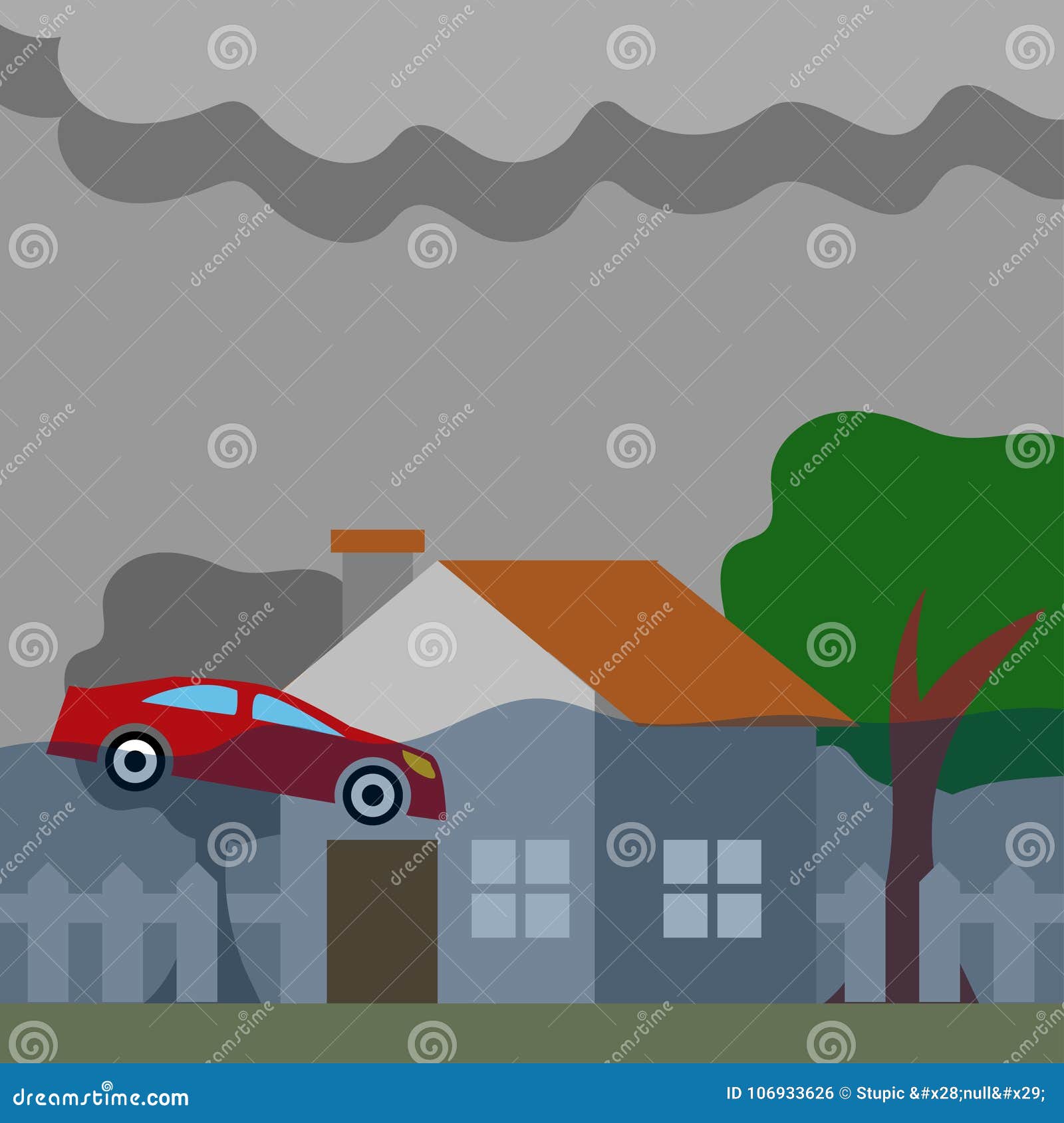 Natural Disaster Illustration Vector Art Logo Template Stock Vector ...