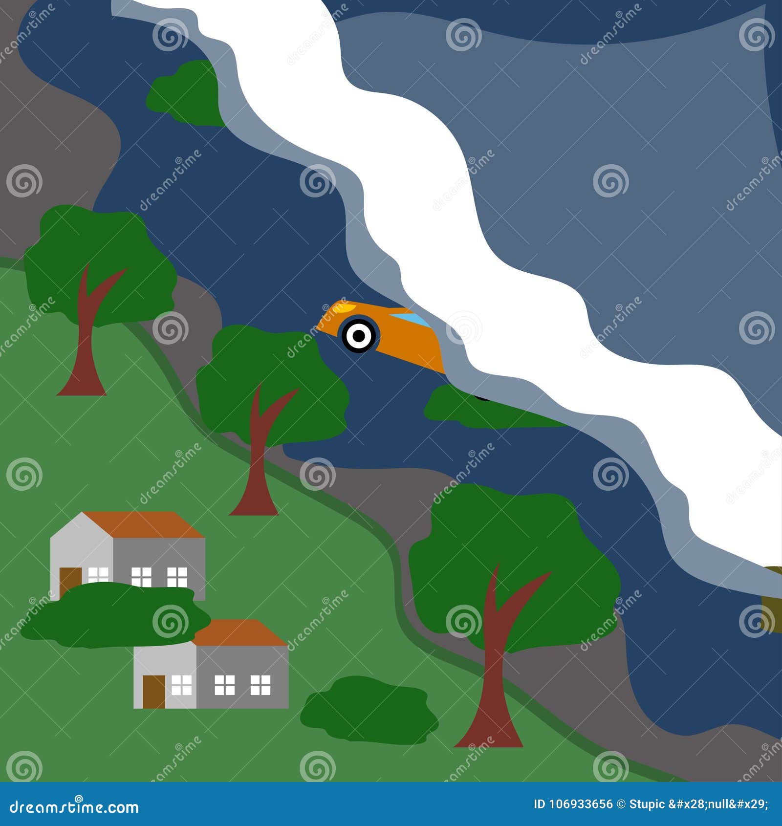 Natural Disaster Illustration Vector Art Logo Template Stock Vector ...