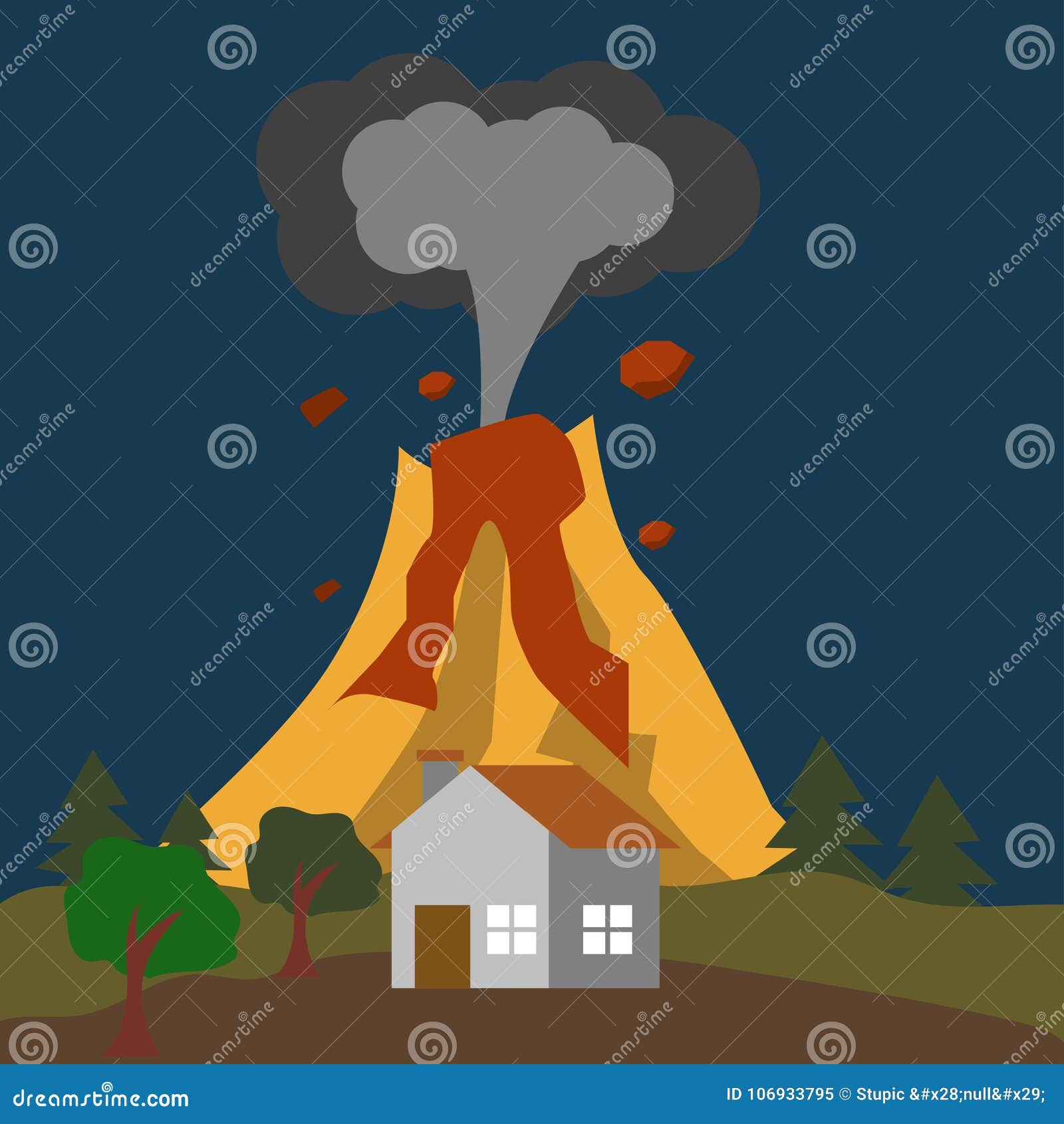 Natural Disaster Illustration Vector Art Logo Template Stock ...