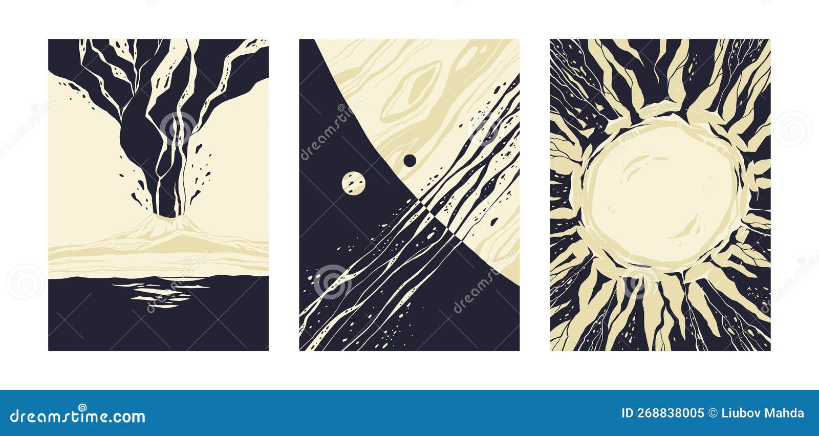 Natural Disaster Posters. Global Cataclysm, Volcanic Eruption, Star ...