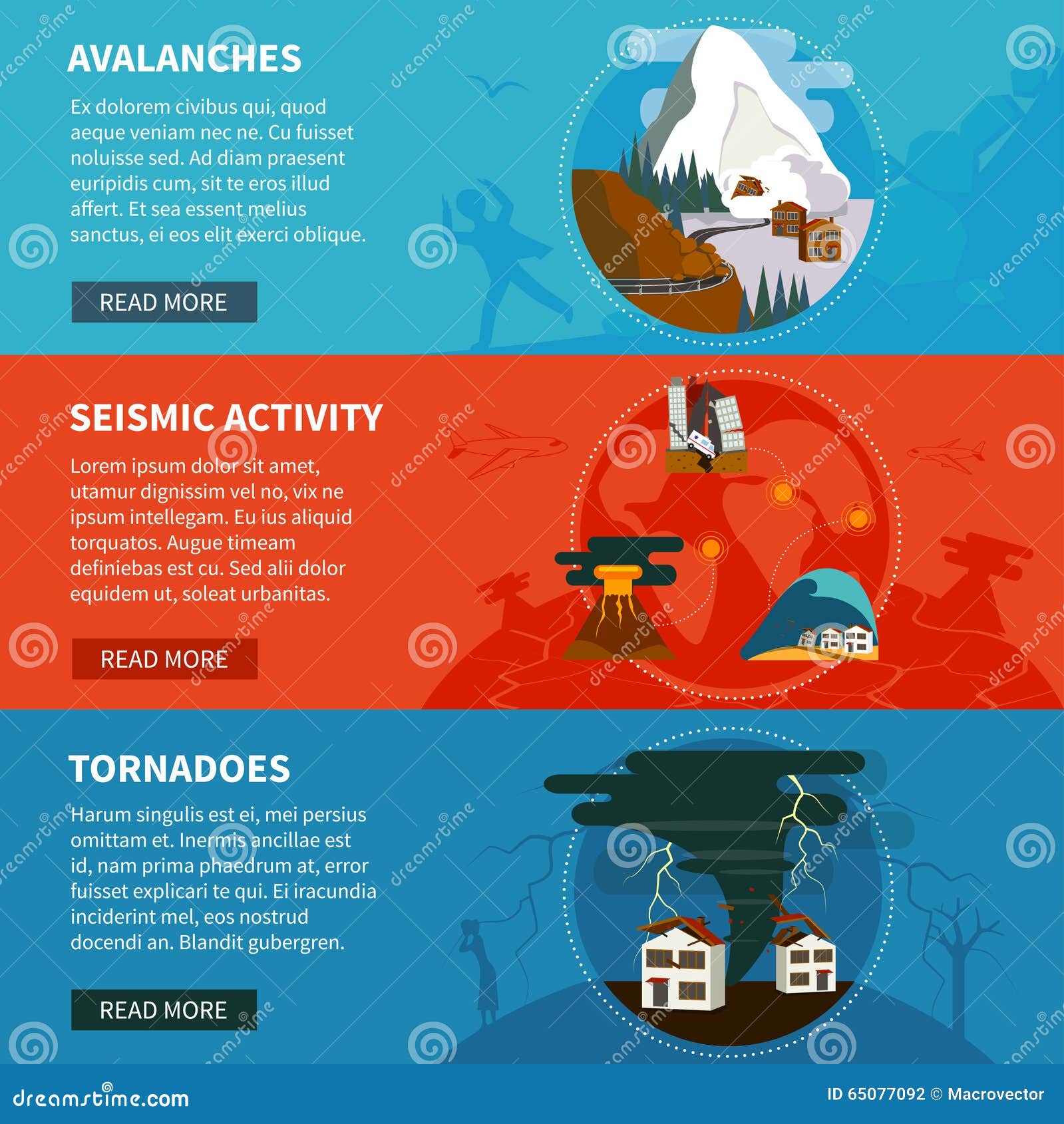 Natural Disasters Horizontal Banners Stock Vector - Illustration of ...