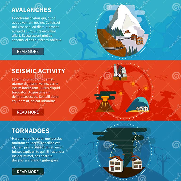 Natural Disasters Horizontal Banners Stock Vector - Illustration of ...