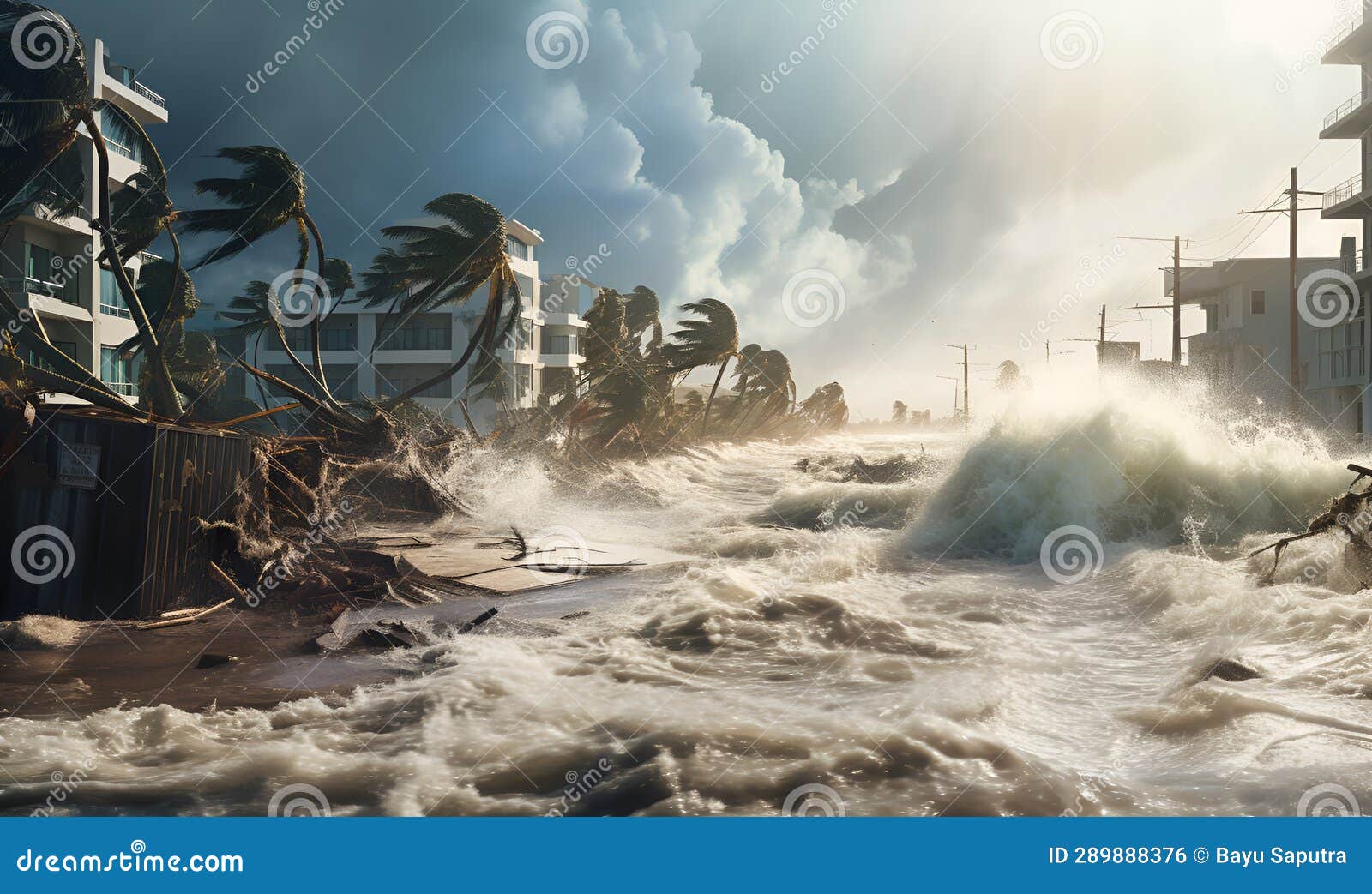 Natural Disasters Hurricanes and Tsunamis, Ai Generative Stock Photo ...