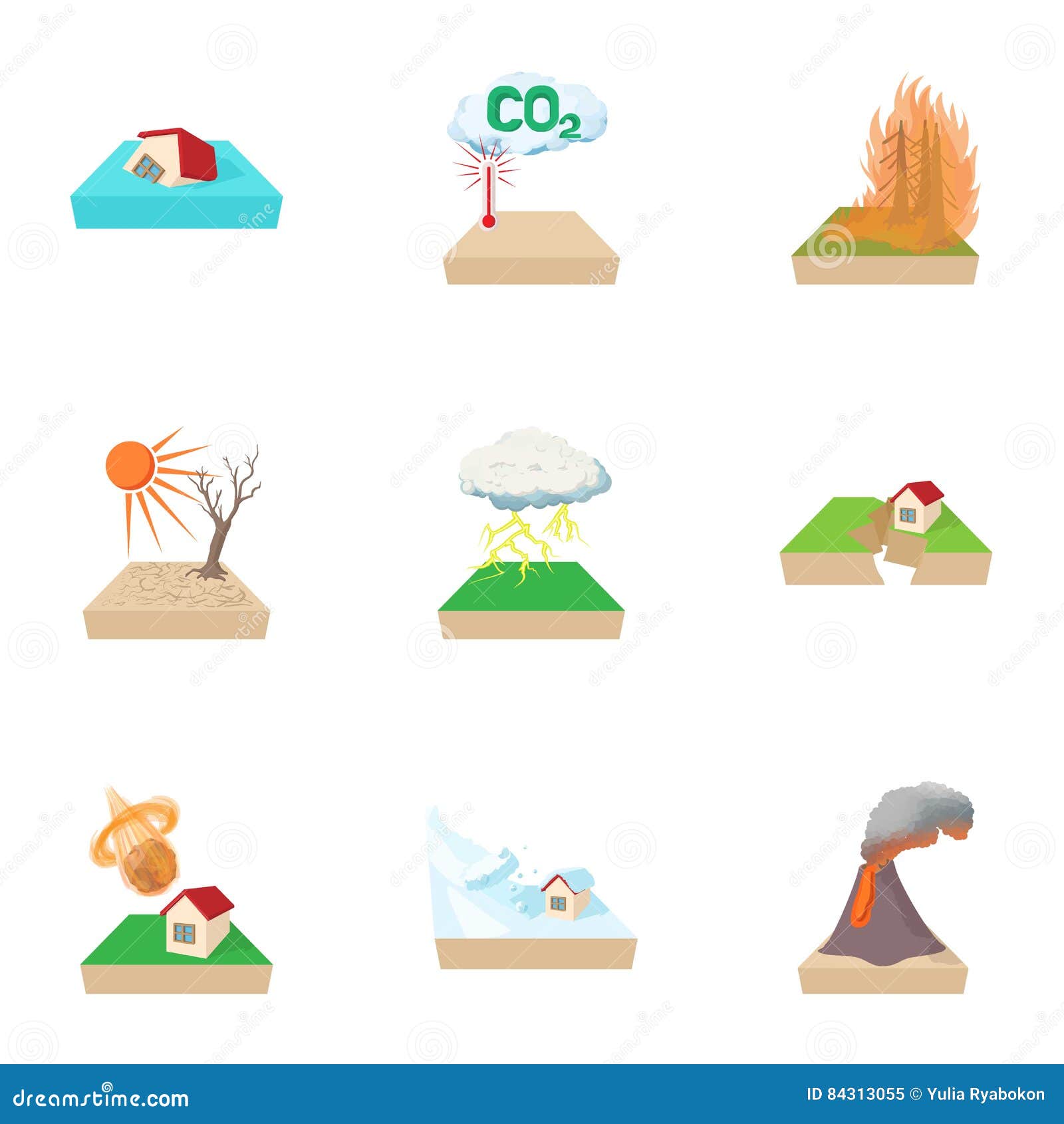 Natural Disasters Icons Set, Cartoon Style Stock Vector - Illustration ... Natural Disasters Icons Set, Cartoon Style Stock Vector - Illustration ...