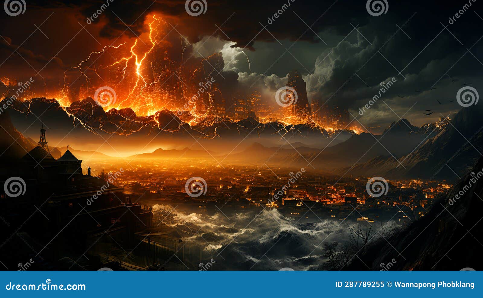Natural Disasters Landscape, Generative Ai Stock Illustration ...