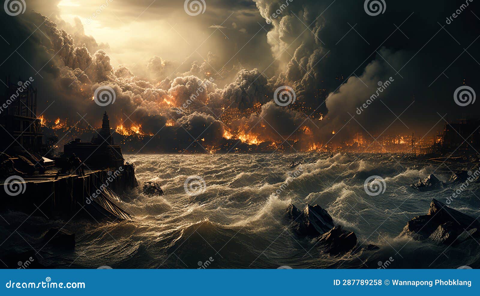 Natural Disasters Landscape, Generative Ai Stock Illustration ...