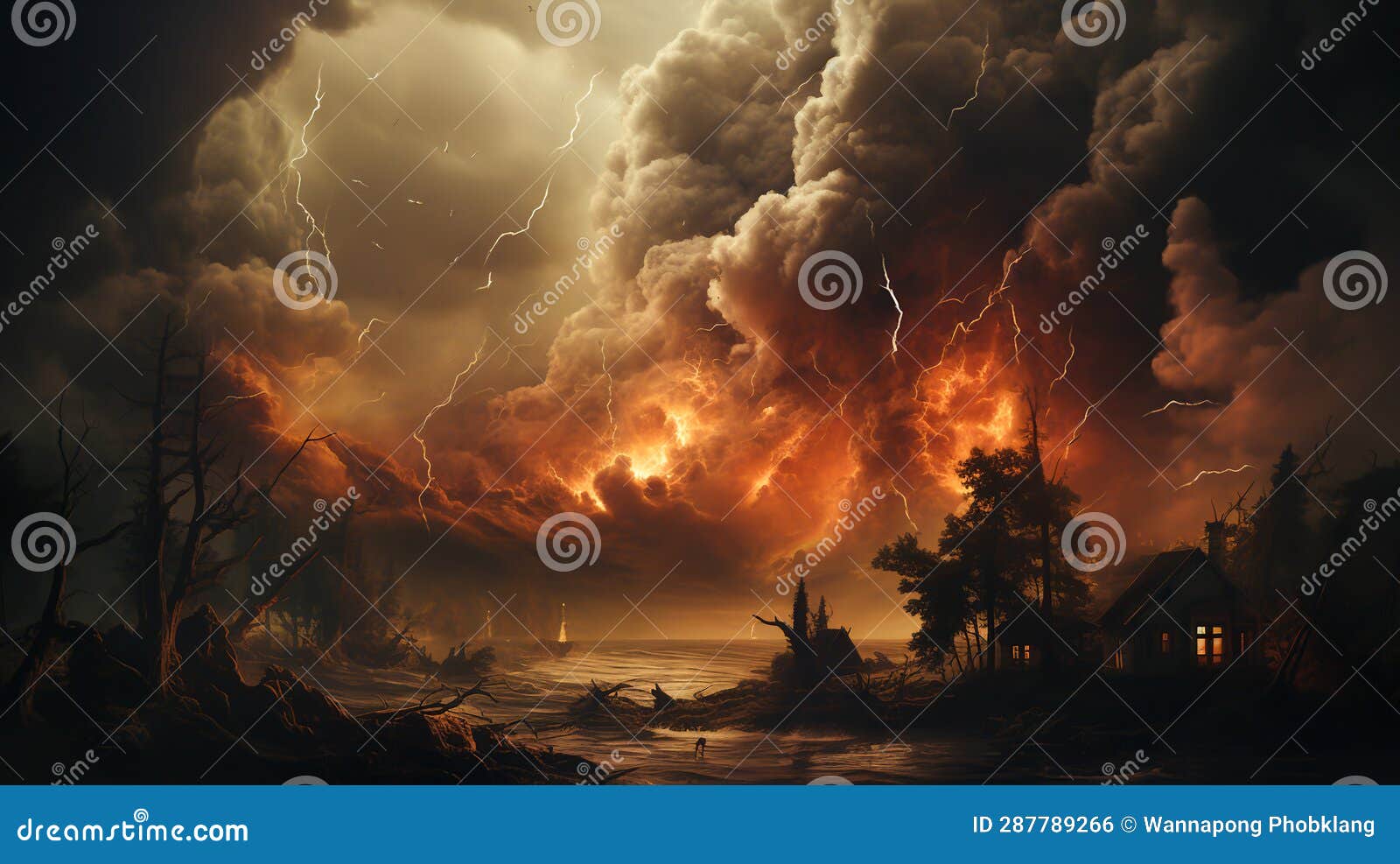 Natural Disasters Landscape, Generative Ai Stock Illustration ...