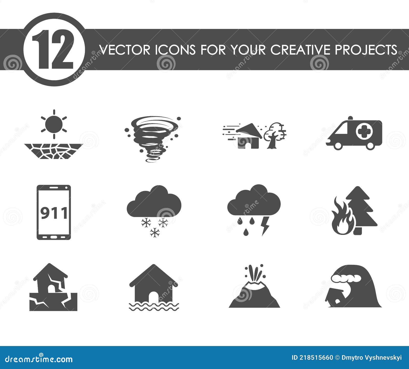 Natural Disasters Vector Icons Stock Vector - Illustration of tornado ...