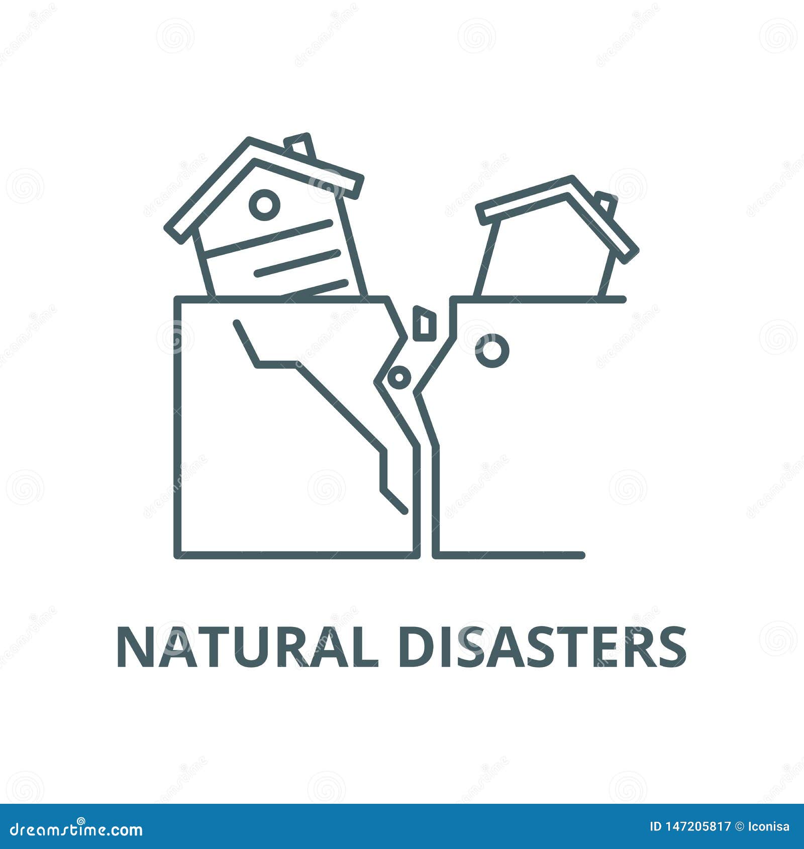 Natural Disasters Vector Line Icon Linear Concept Outline Sign Symbol Stock Vector