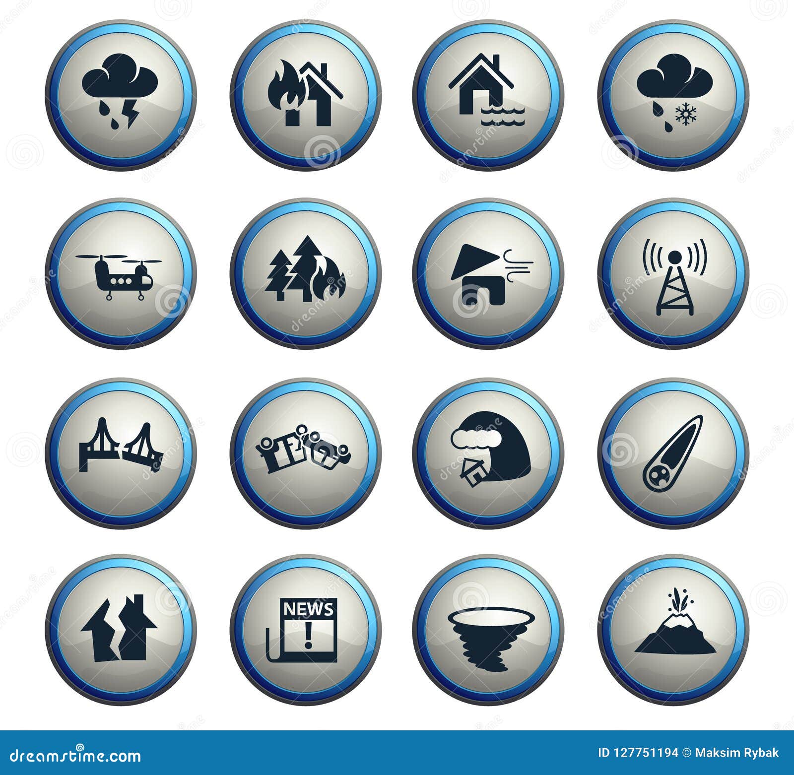 Natural disasters icon set stock vector. Illustration of hurricane ... Natural disasters icon set stock vector. Illustration of hurricane ...