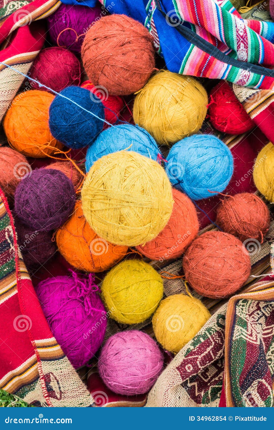 Natural Dyed Wool Yarn Peruvian Andes Cuzco Peru Stock Photo - Image of ...