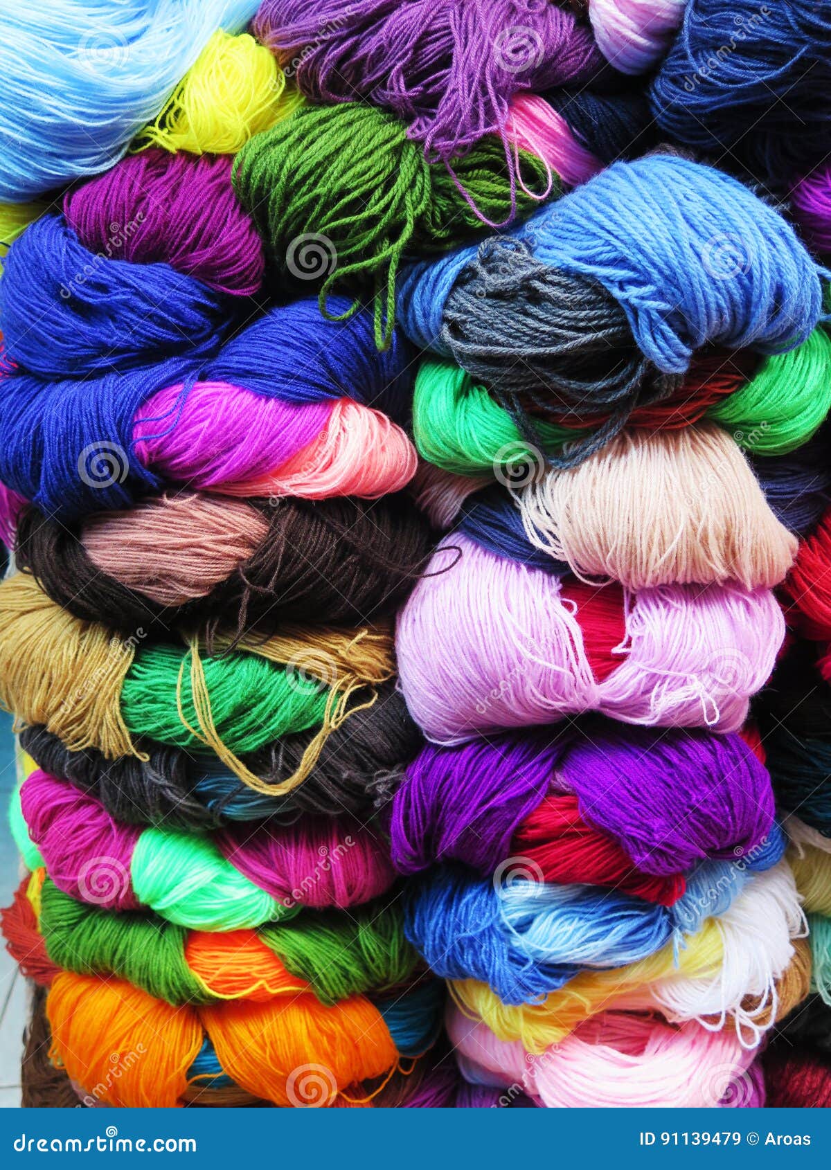 Natural Dyed Wool Yarn in the Peruvian Andes at Cuzco Stock Image ...