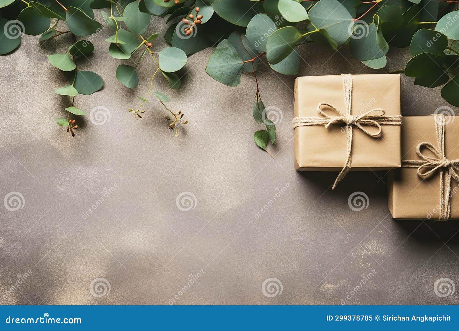 Natural Eco-friendly Gift Box. Gift Boxes and Eucalyptus Branches Stock ...