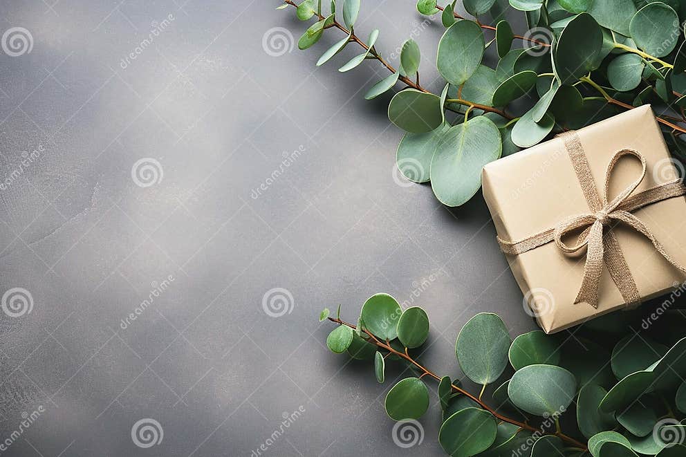 Natural Eco-friendly Gift Box. Gift Boxes and Eucalyptus Branches Stock ...