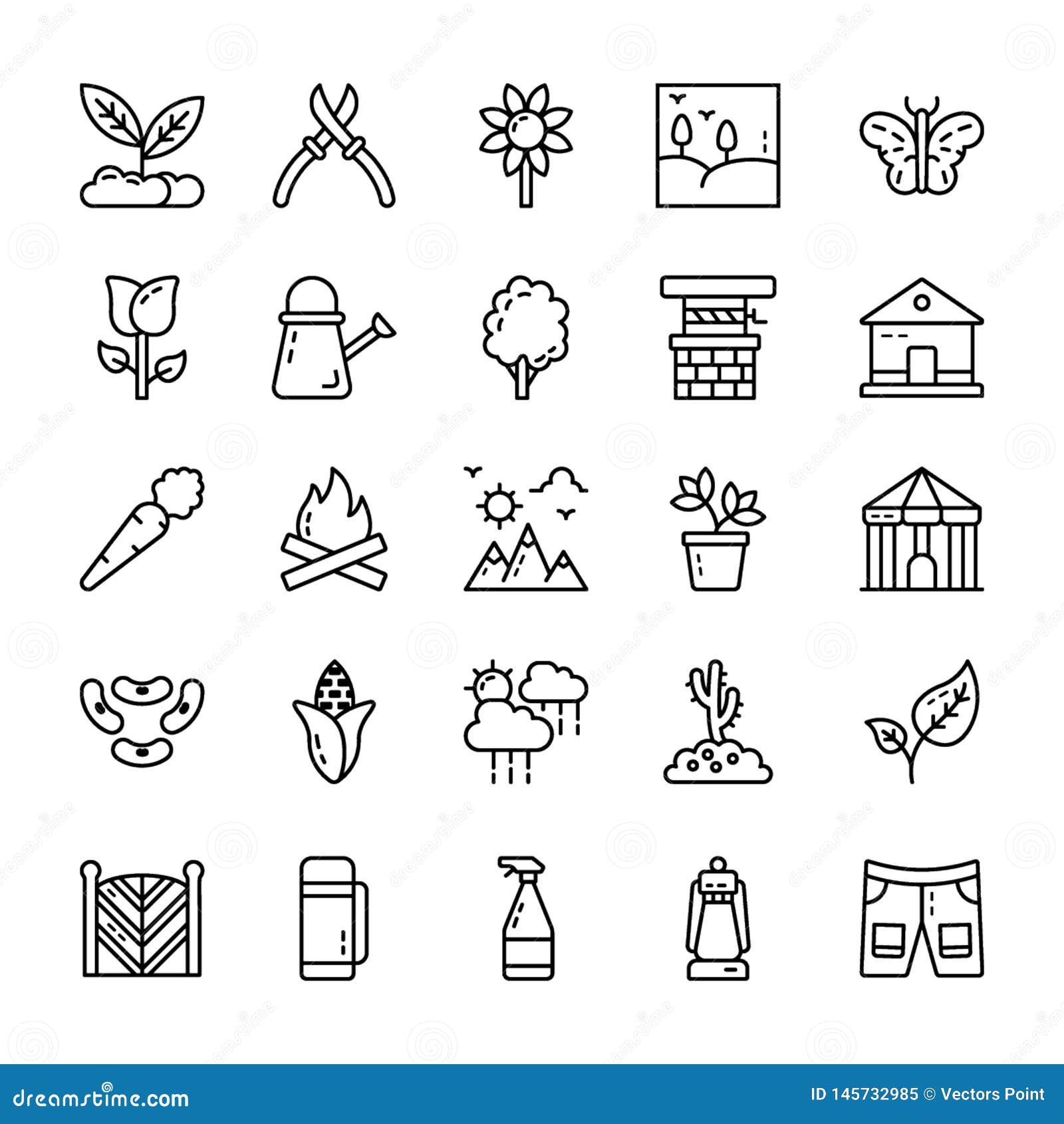 Natural Elements Line Vector Icons Stock Vector - Illustration of rain ...