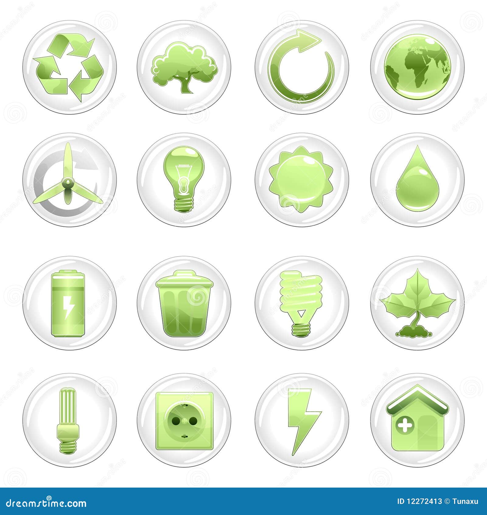 Natural Energy and Recycling Icon Set Stock Vector - Illustration of ...