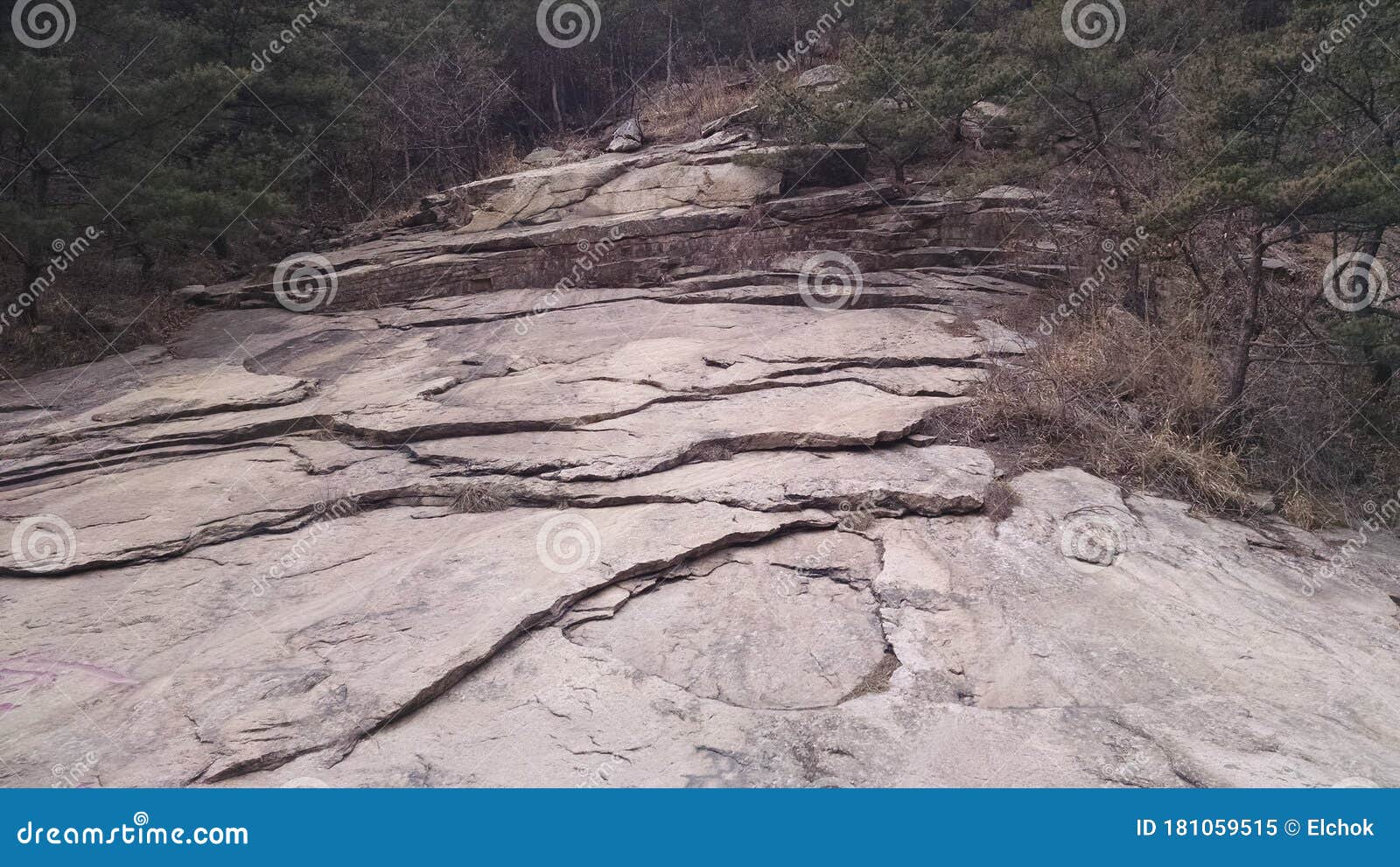 Strata on a Rock in Chinese Forest Mountain Stock Image - Image of ...