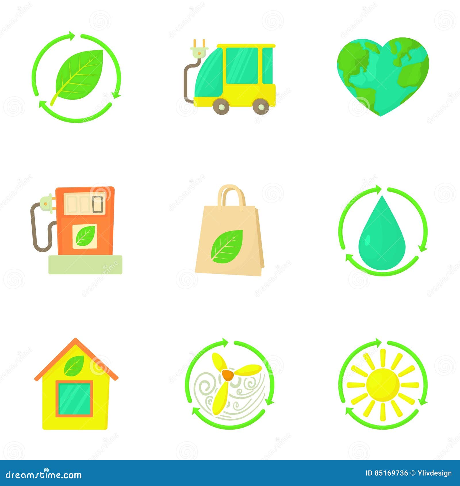 Natural Environment Icons Set, Cartoon Style Stock Vector ...