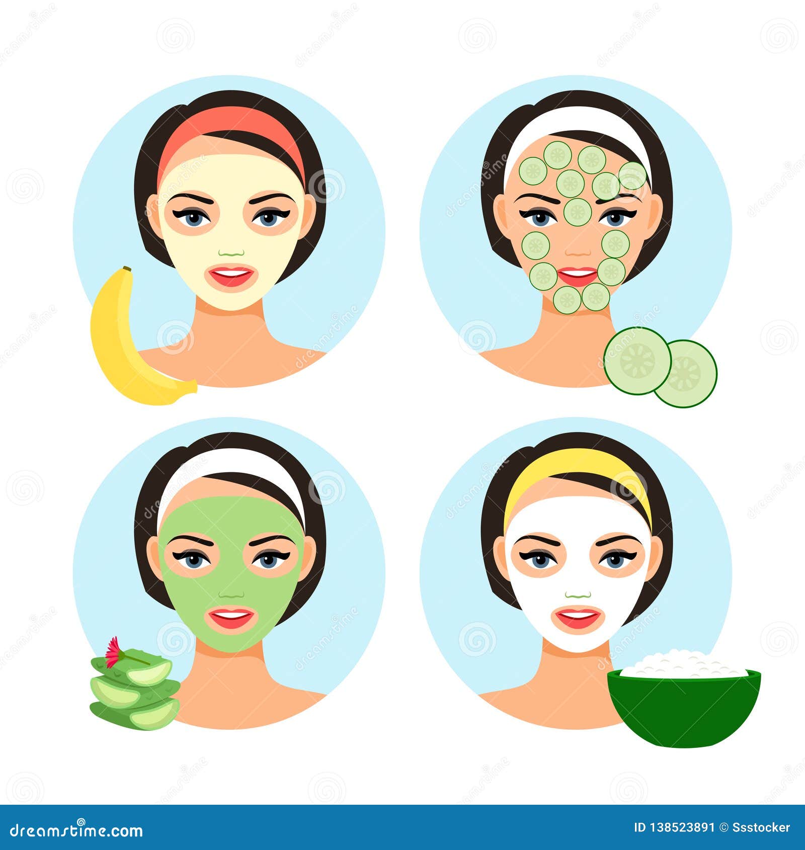 Natural Facial Masks Stock Vector Illustration Of Lifestyle 138523891