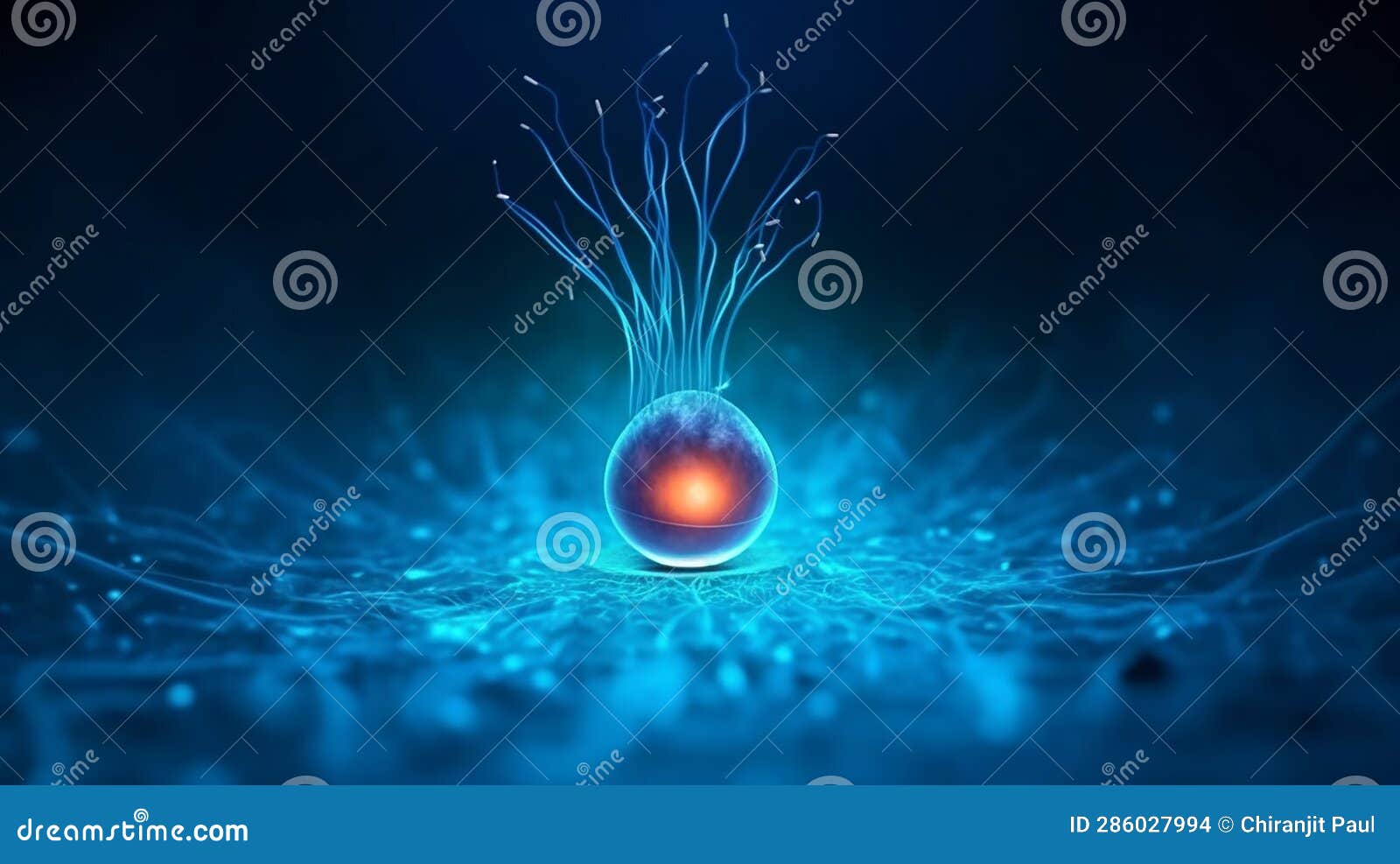 The Natural Fertilization Process of a Sperm and Egg Cell Stock Photo ...