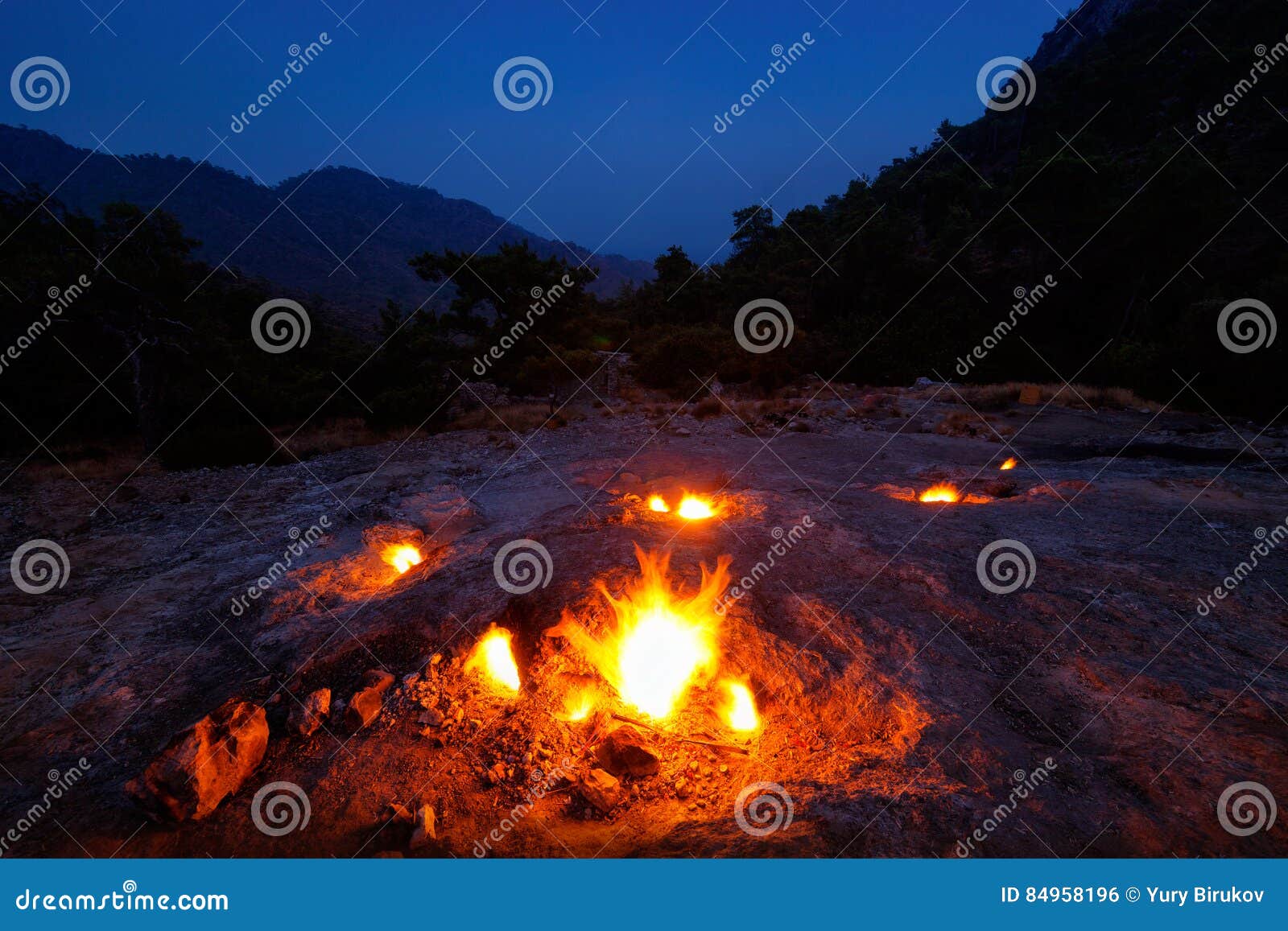 Natural Fires on the Slopes of Mount Chimera Stock Photo - Image of ...