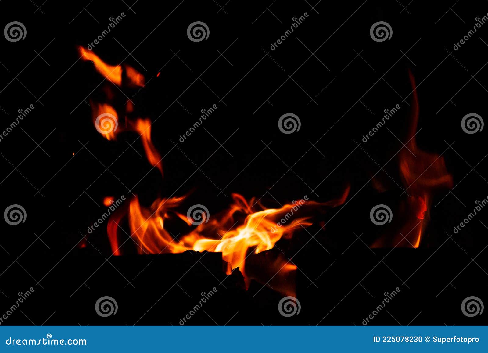 Natural Flames on a Radical Black Background. Stock Photo - Image of ...