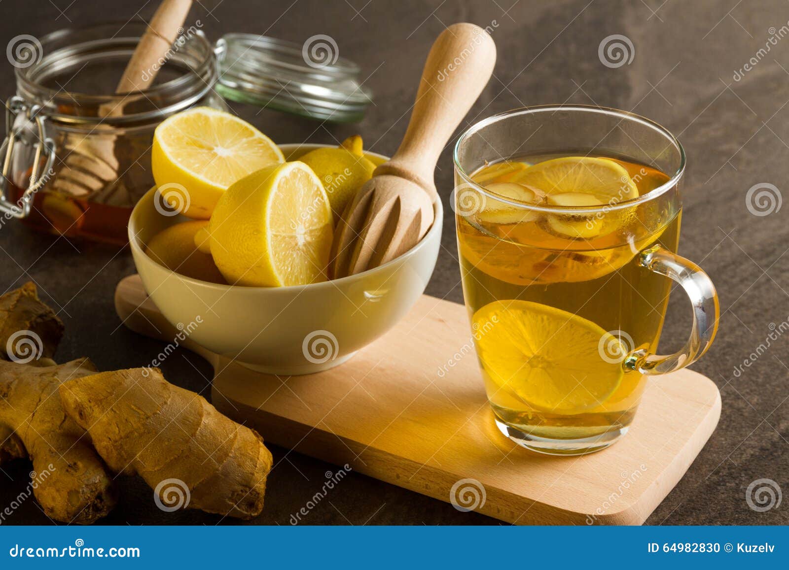 Natural Flu Killers - Hot Lemon Tea with Ginger and Honey Stock Photo ...