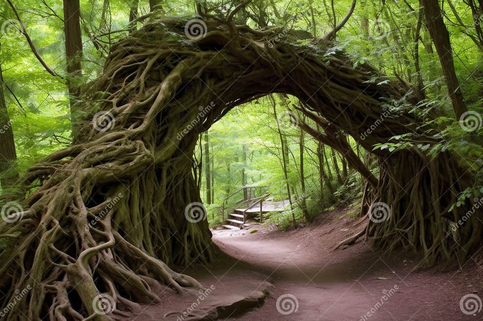 Natural Forest Archway Formed by Tree Branches Stock Photo - Image of ...