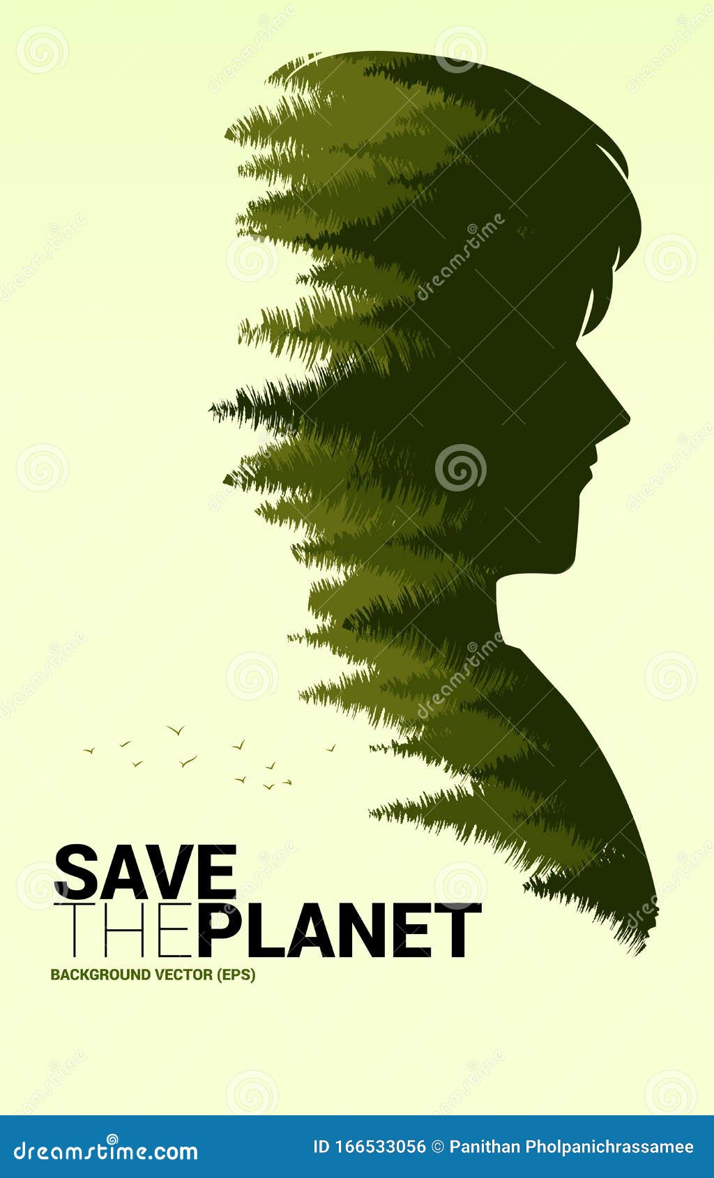 Natural Forest Inside Silhouette Man Head. Stock Illustration ...