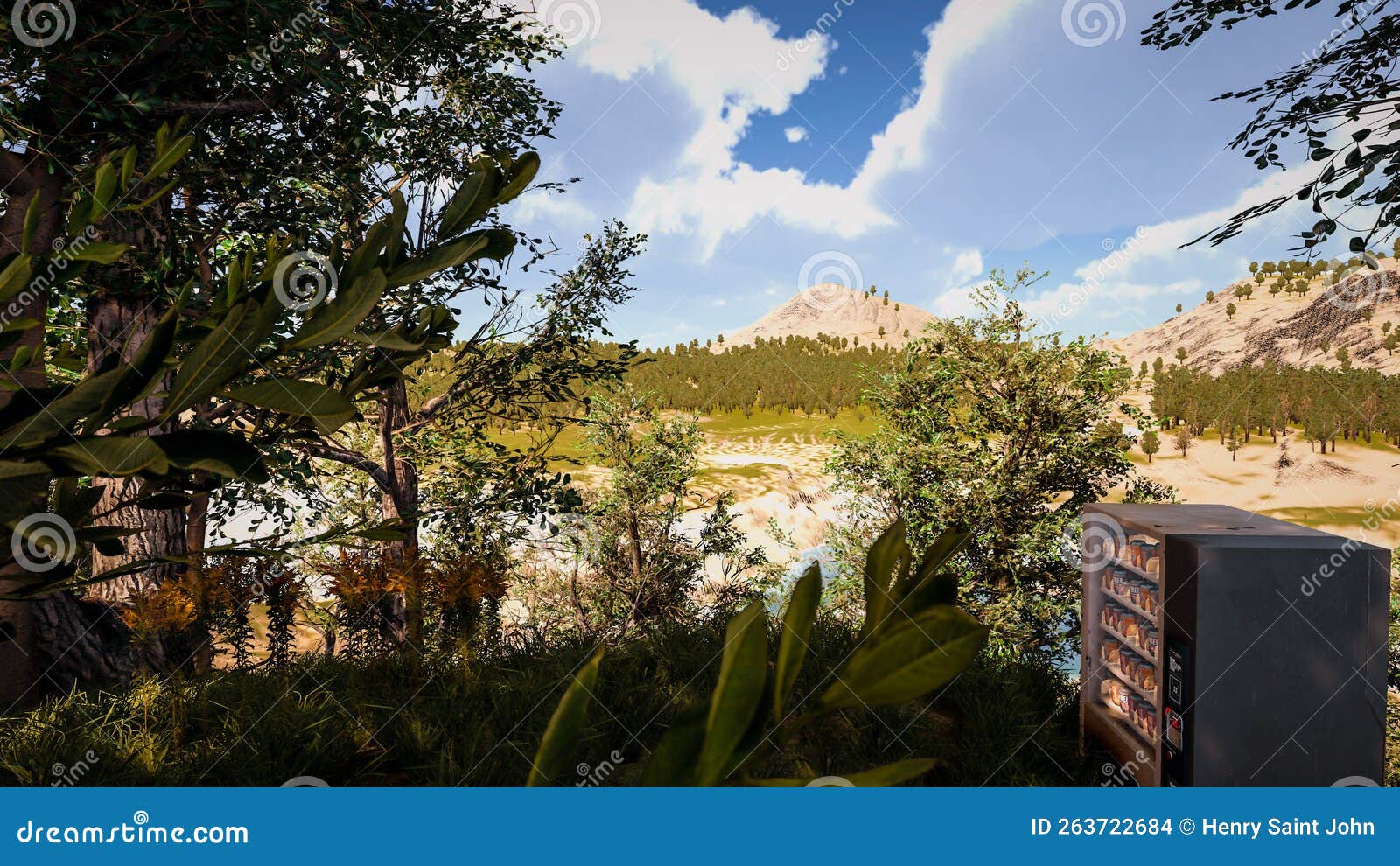 Natural Forest Landscape and Metaverse Technology. 3D Render Stock ...