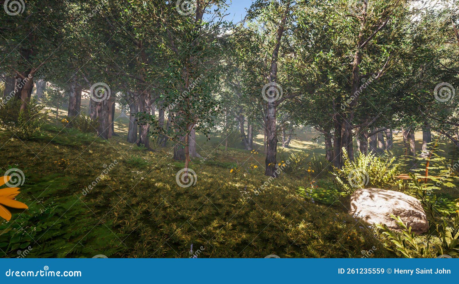 Natural Forest Landscape and Metaverse Technology. 3D Render Stock ...