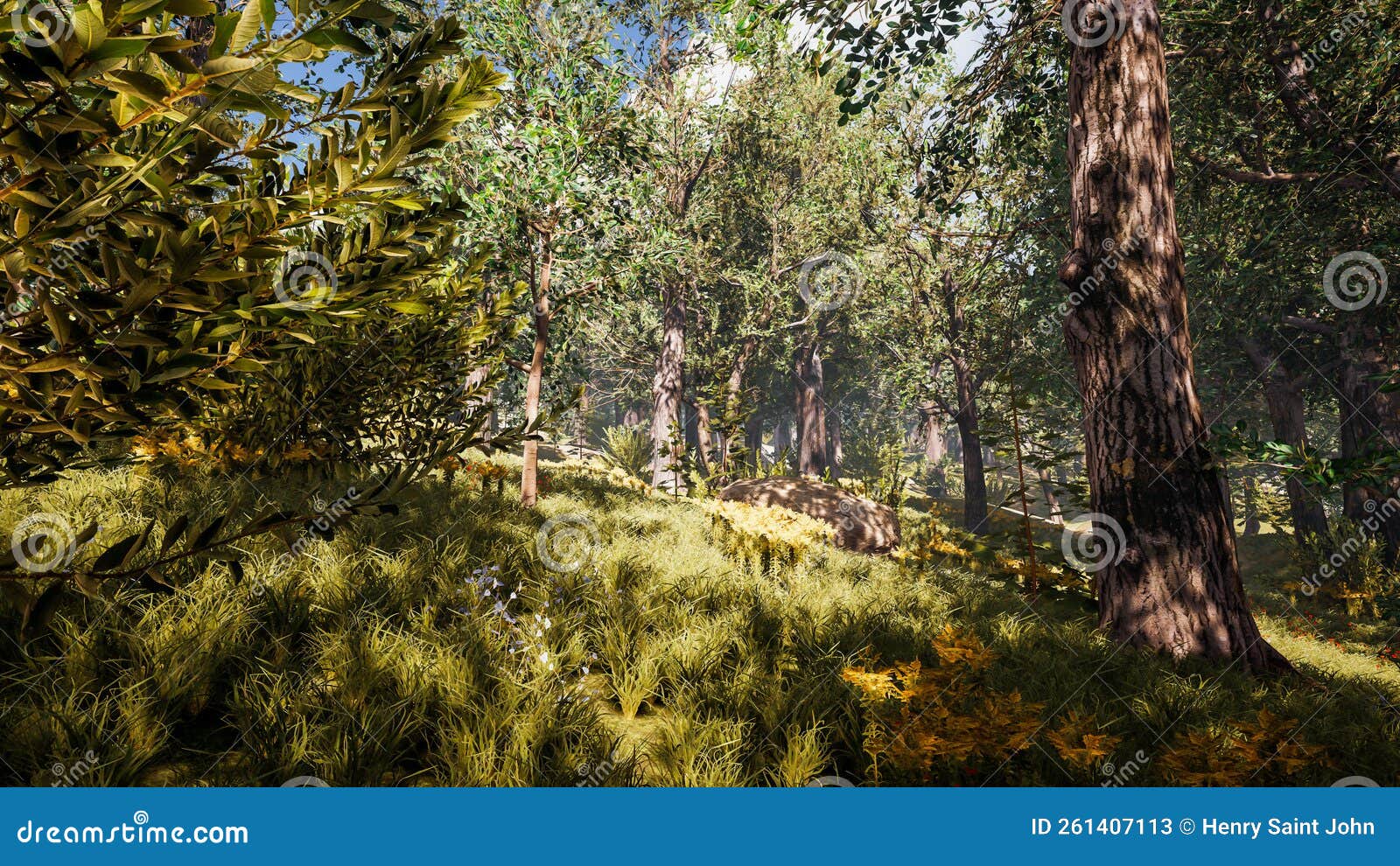 Natural Forest Landscape and Metaverse Technology. 3D Render Stock ...